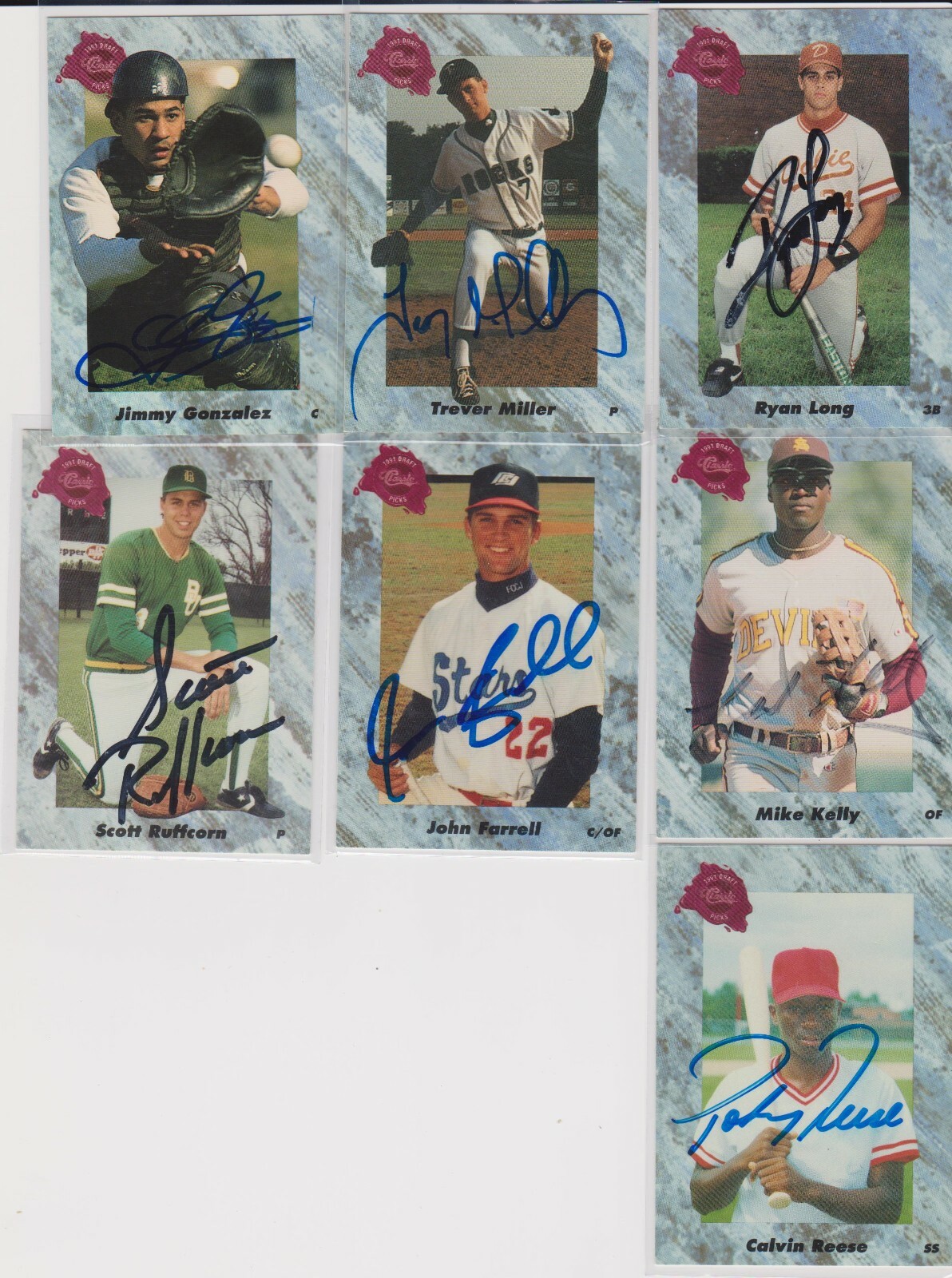 Lot of 7 Signed 1991 Classic Baseball Cards ( Minor League Prerookie ...