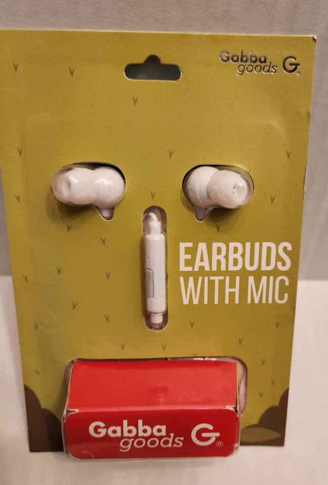 Gabba Goods Pug Dog Earbuds Headphones with Mic, White Cable NEW Sealed ...