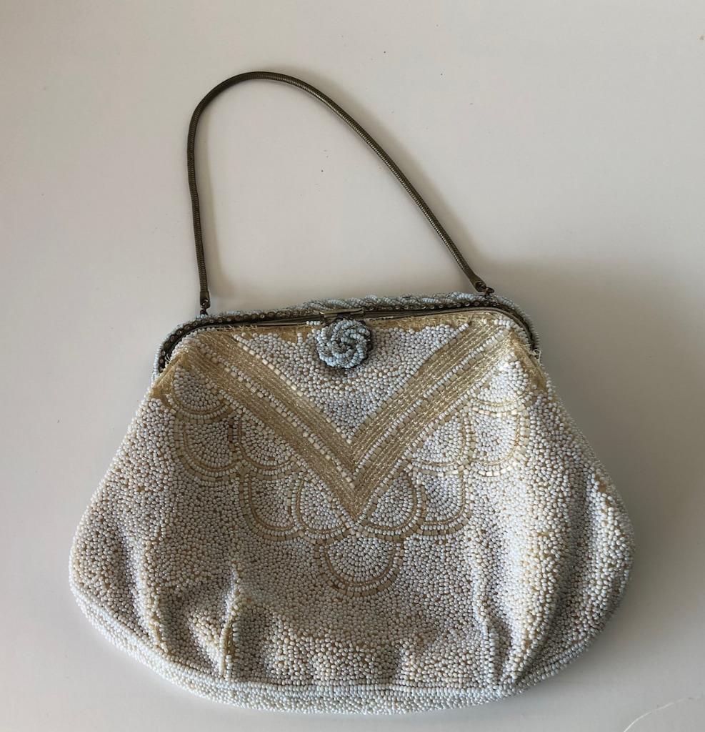 Antique Walborg Made in France Original Micro-Beaded Evening Bag Yellow ...