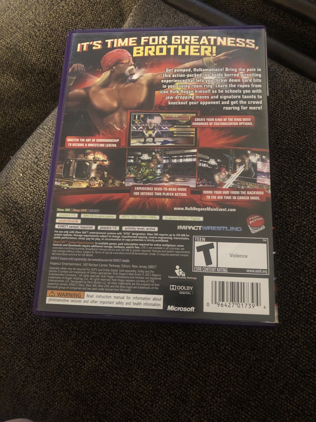 HULK HOGAN'S MAIN EVENT game complete in case for XBOX 360 KINECT ...