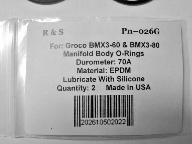 2 Groco 2-026 O-Rings For BMX3-60 & BMX3-80 Manifold Body / R&S 026G ...