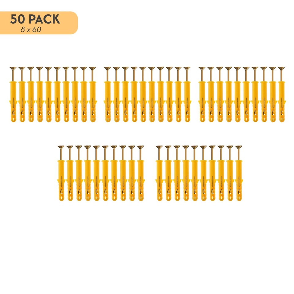 50Pcs Wall Plugs Set Raw Drill Plugs Anchors and With Heavy Duty Screws ...