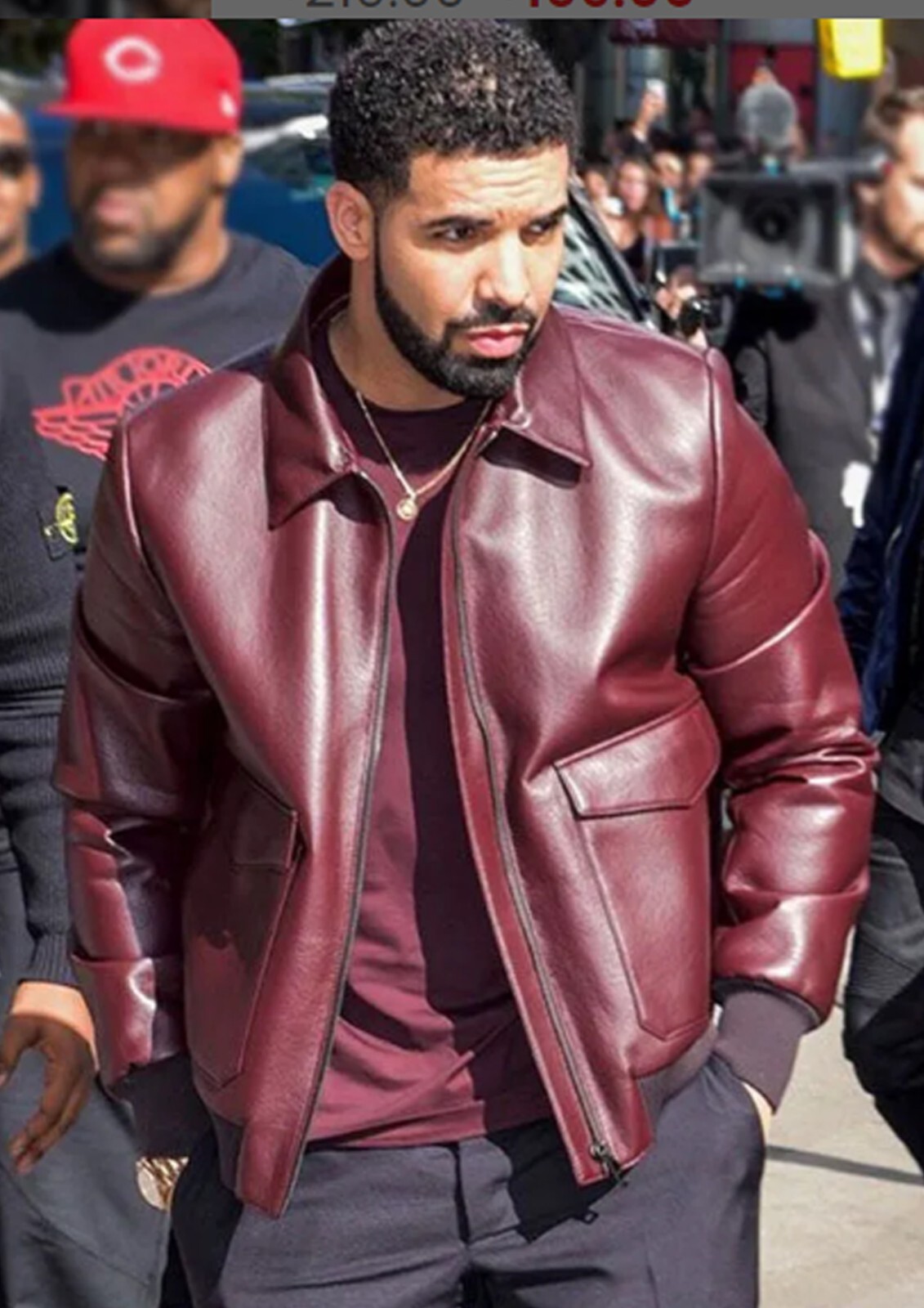 Mens Real Leather Jacket Drake Style Maroon Bomber A-2 Aviator Leather ...