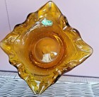 Vintage Bischoff Amber Hand Blown Bubble Glass Ashtray Mid Century ...