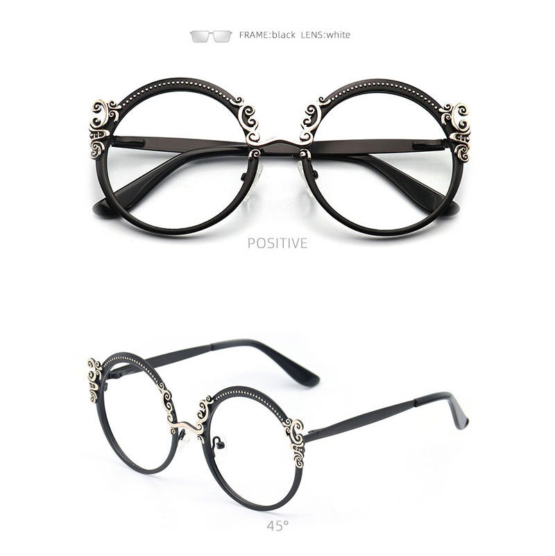 Personality Retro Round Metal Eyeglass Frames Women Fashion Glasses ...