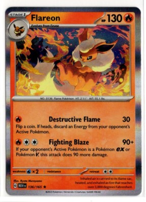 Pokemon Scarlet Violet 151 Holo Rare 136/165 Flareon | eBay