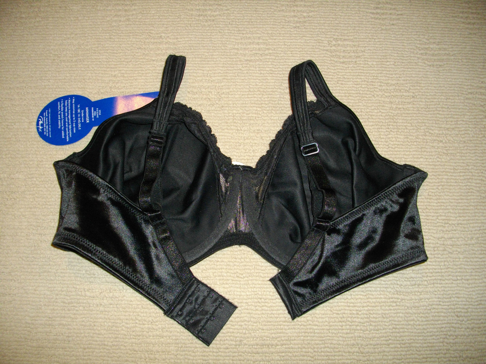 Playtex: Size: 20 DD. Minimizer BLACK/Black Lace Trim, Underwire ...