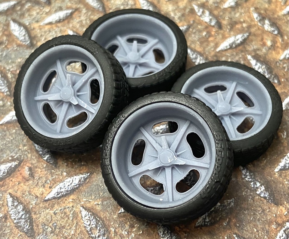 Resin Halibrand Dragmaster style model car wheels, 1/24 1/25 scale, 21 ...