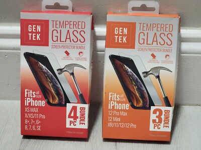 GenTek Tempered Glass Screen Protector iPhone 12 pro max, 12 mini XR/11 ...