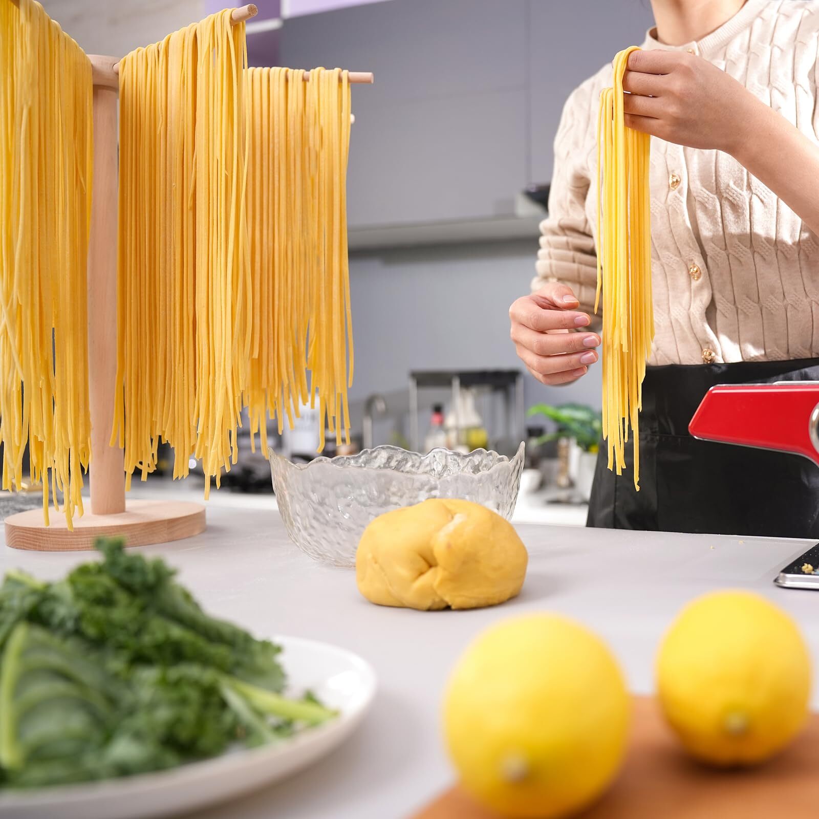 Pasta Drying Rack Large Wood Pasta Rack Collapsible For Fresh Pasta ...