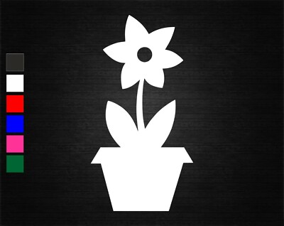 FLOWER IN POT VINYL DECAL STICKER CAR/VAN/WALL/DOOR/LAPTOP/TABLET ...