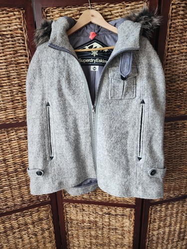 Superdry Eskimo Zip Up Poncho Style Wool Blend Hoody Vest Size M Women ...