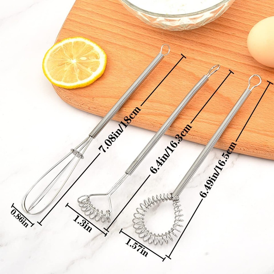 6 PCS Small whisk, Mini whisk, Flat Coil Whisk Stainless Steel Spring ...