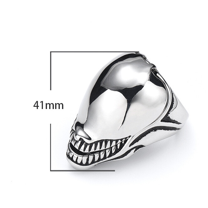 Gothic Openable Alien Skull Ring Stainless Steel Men's Skeleton Biker ...