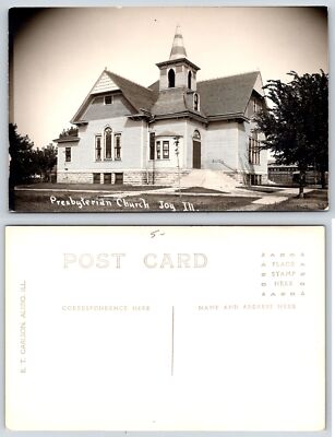 Joy Ilinois PRESBYTERIAN CHURCH E T Carlson Aledo IL RPPC Postcard j674 ...