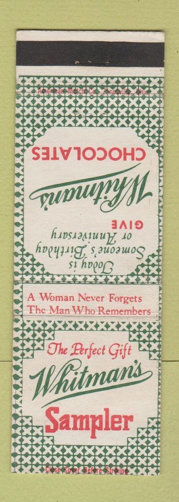Matchbook Cover - Whitman's Sample Candy Chocolate | eBay