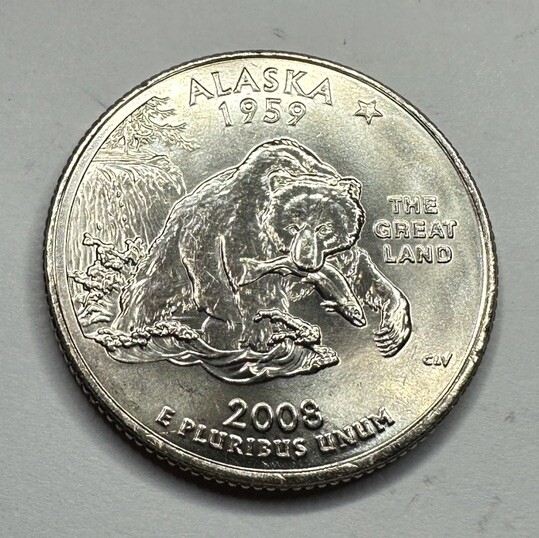 2008-D Alaska State Quarter 25cent Coin from US Mint Bag. Uncirculated ...