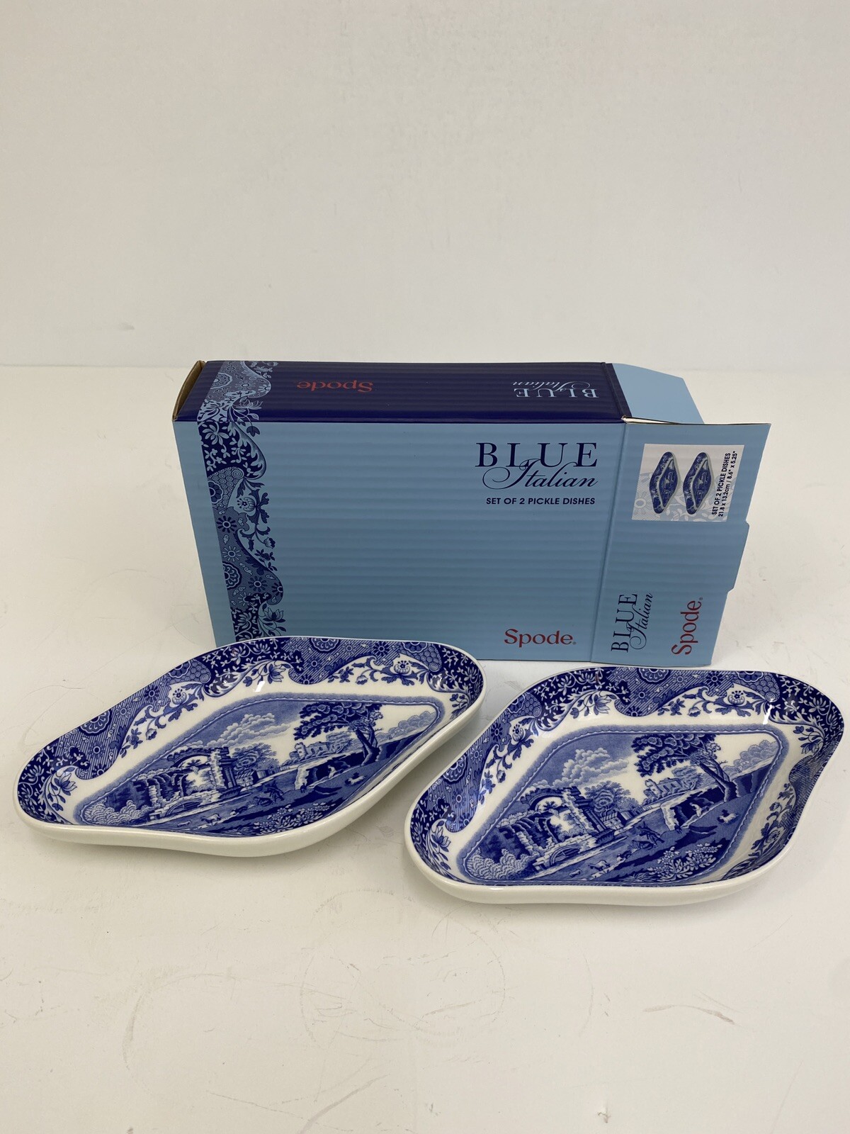NEW Spode Blue Italian Pickle Dishes (Set of 2) Condiment Serving Trays ...
