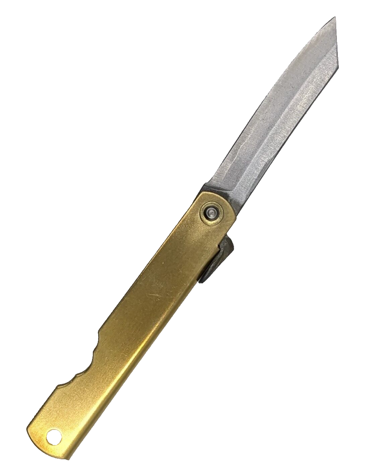 HIGONOKAMI Knife Blue Steel (Small Size Brass) produced by NAGAO ...