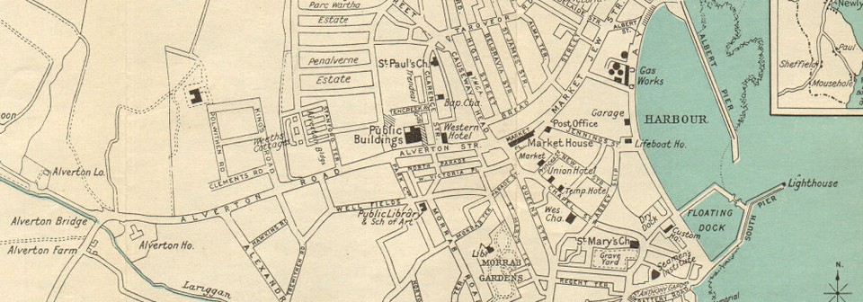 PENZANCE vintage town/city Plan. Cornwall. WARD LOCK 1936 old vintage ...