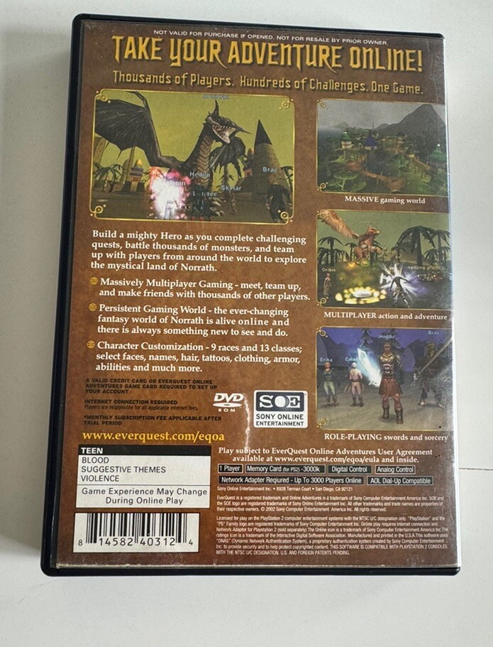 EverQuest Online Adventures (Sony PlayStation 2, 2003) 814582403124 | eBay