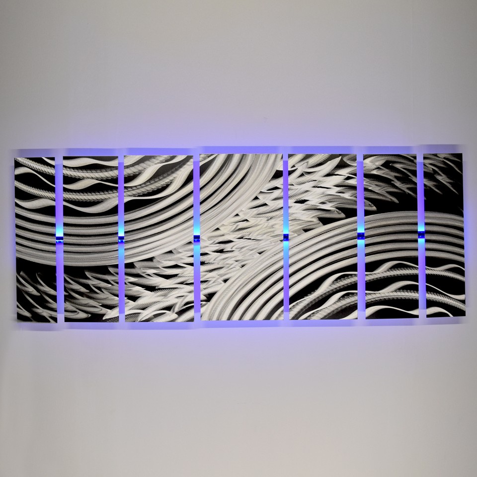 Color Changing LED Modern Abstract Metal Wall Art Sculpture Painting ...