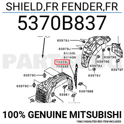 5370B837 Genuine Mitsubishi SHIELD,FR FENDER,FR | eBay