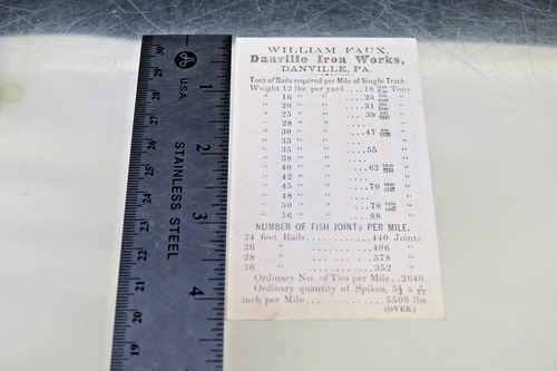 Danville Iron Works Railway Iron Trade - Business Card Danville PA ...