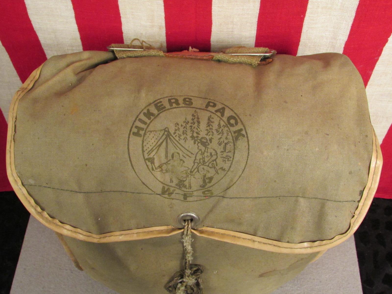 Vintage 1960s Hikers Pack WFS Canvas OD Green Backpack Hiking Day Pack ...