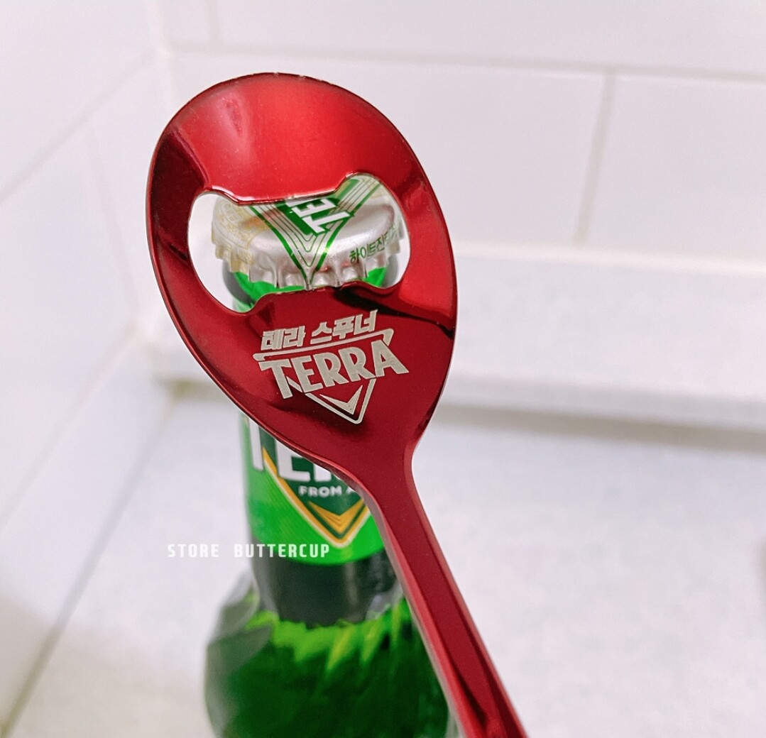 Hite Jinro Terra Beer Spooner Bottle Opener Korean Spoon Green Red ...