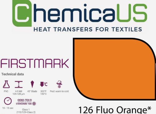 USA 15" x 22 Yds Chemica FirstMark Heat Transfer Vinyl FLUO ORANGE CH-126 HTV | eBay