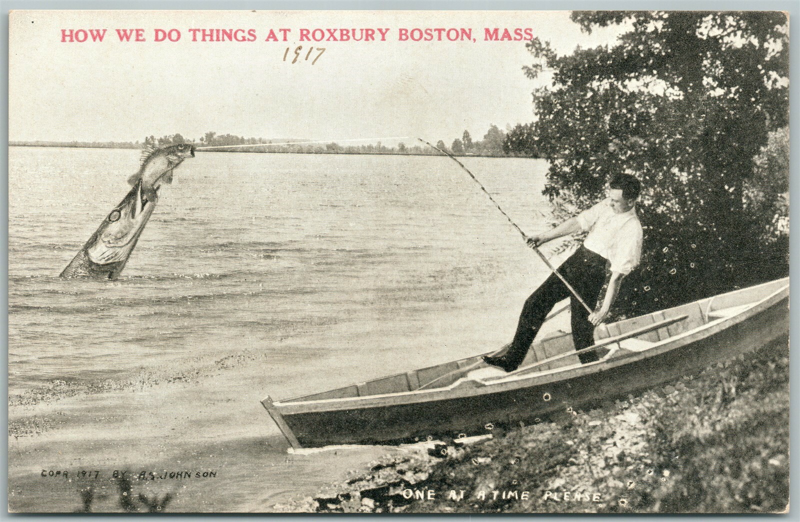 EXAGGERATED FISHING ANTIQUE POSTCARD ROXBURY BOSTON MA | eBay
