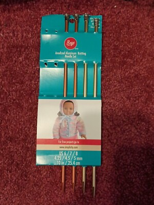 Boye 10" long 2pairs Anodized Aluminium Knitting Needles size 7, 8 NOTE ...