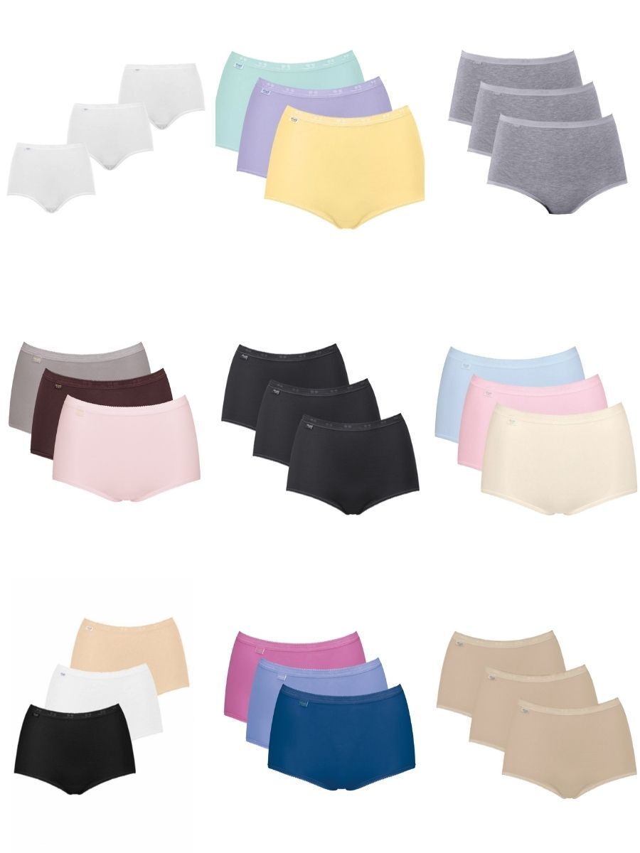 Sloggi Maxi Briefs Knickers Basic+ Brief 3 Pack 95% Cotton High Rise ...
