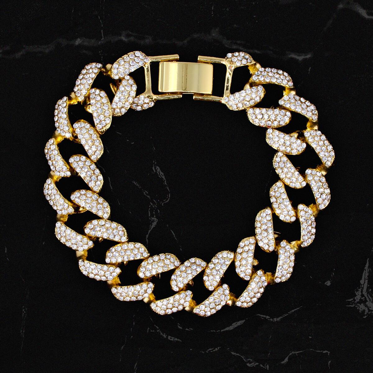 HIP HOP SIMULATED DIAMOND LUXURY METAL BAND WATCH & ICED CUBAN BRACELET ...