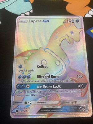 Pokemon Lapras GX Sun & Moon Base Set 151/149 Holo Secret Rare NM/M | eBay