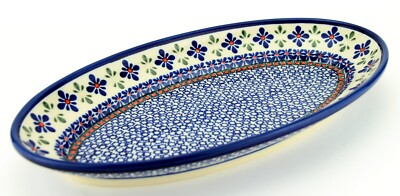 Polish Pottery Large Oval Platter from Zaklady Boleslawiec in Mosaic Flower | eBay