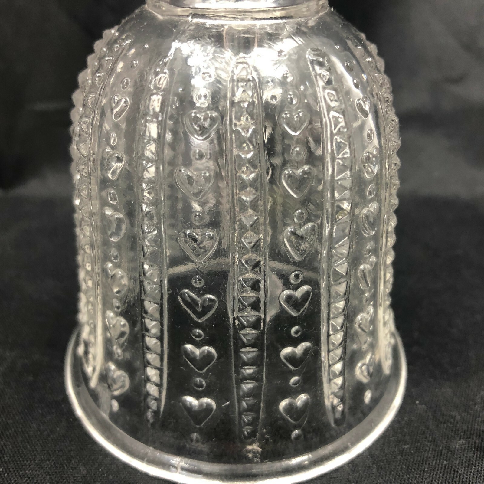 FOSTORIA BELL Avon 1984 Treasured Moments Clear Glass Embossed Heart ...