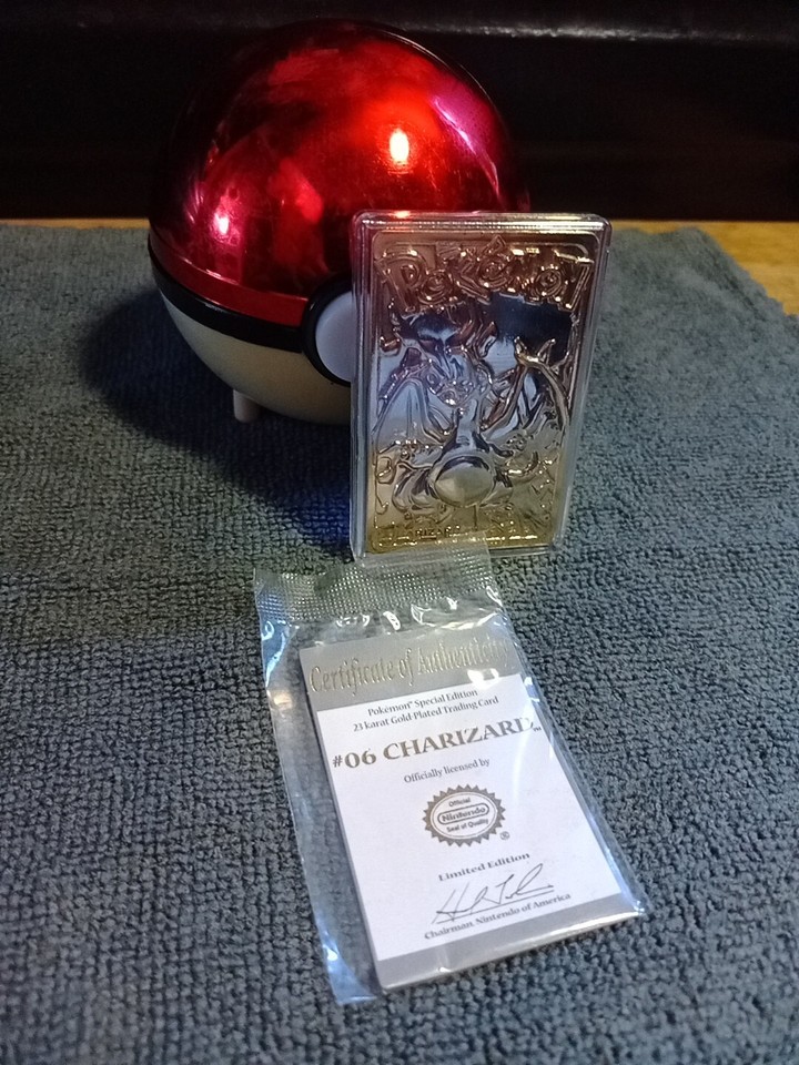 Pokemon 23 Karat Gold Plated Special Edition Trading Card and PokeBall ...