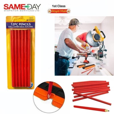 (PACK OF 12) Oval Carpenters Pencils Builders Joiners Wood Working ...