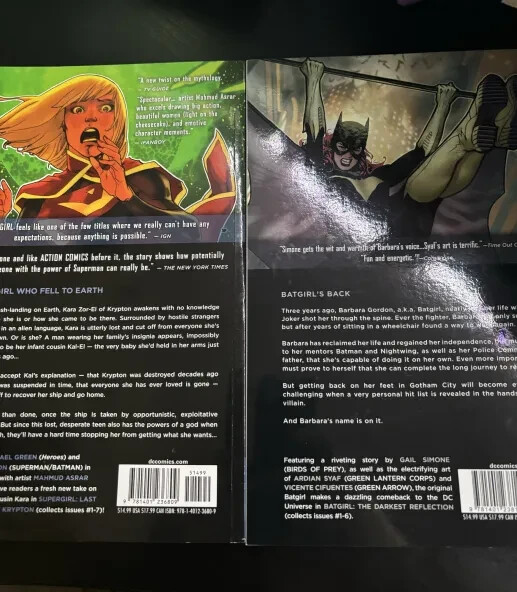 DC Trade Paperback Lot Batgirl Vol 1 and Supergirl Vol 2 New 52 Comics ...