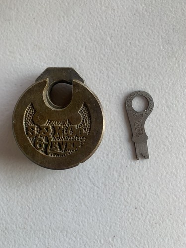 Antique Brass 6 Lever Padlock With Key S&N Co (Hardware Co) Miller Lock ...