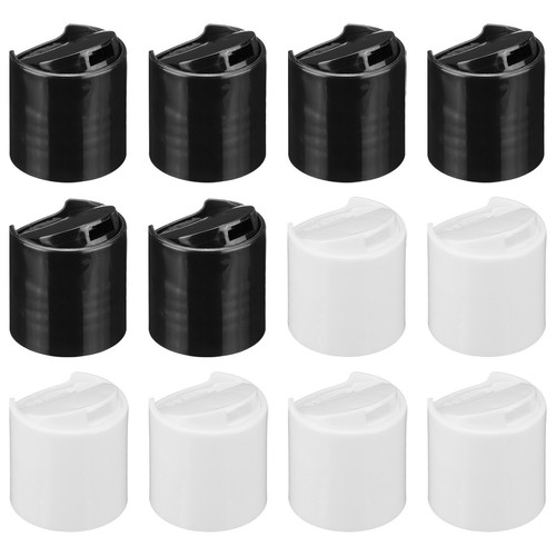 12Pcs 28/410 PP Plastic Disc Top Caps Press Cap Replacement Caps Black ...
