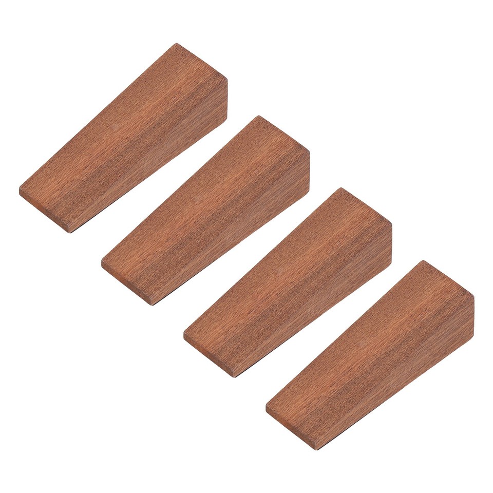 4 Pcs Wooden Door Stopper Dark Brown Triangular Anti Slip Door Stopper ...