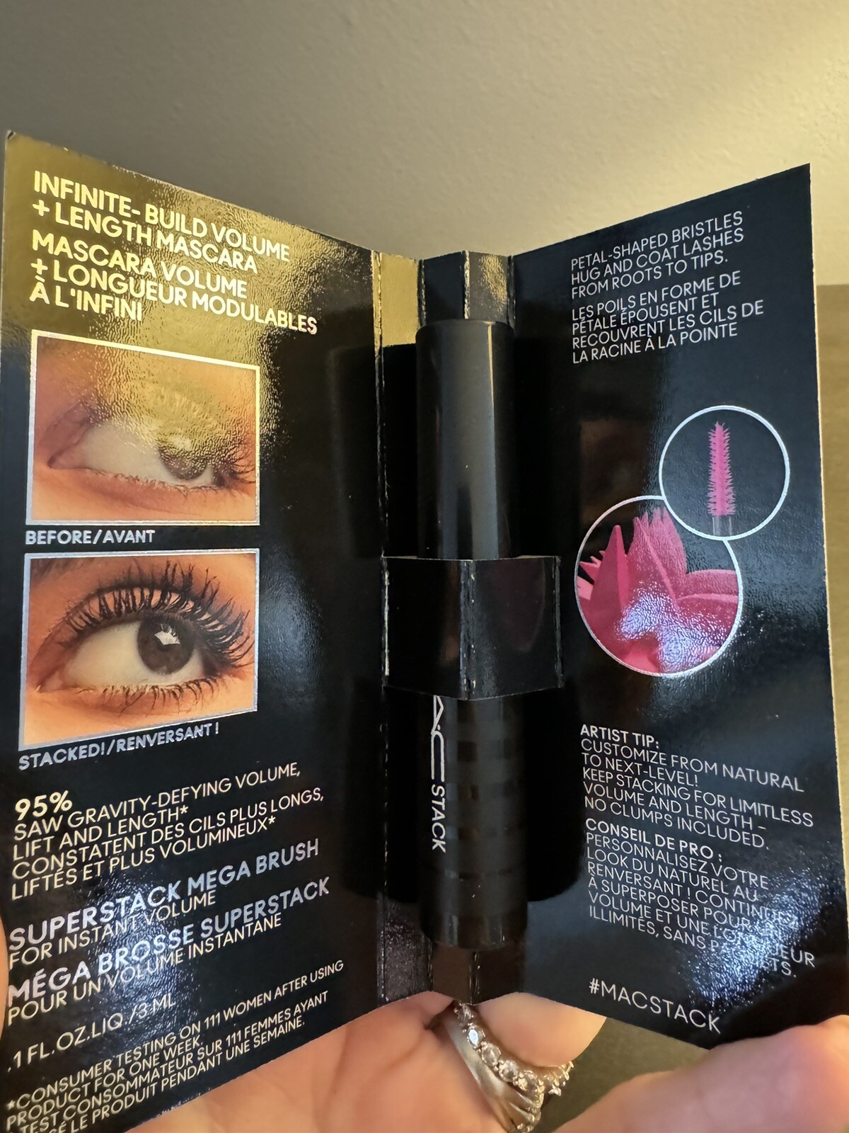 MAC Stack Mascara Superstack Mega Brush Black Stack .1 fl oz 1 ml ...