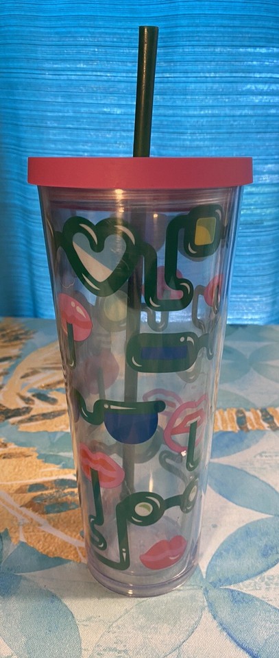 Starbucks Tumbler Cup To Go Crazy Straws Pink Lid Green Straw 24 oz ...