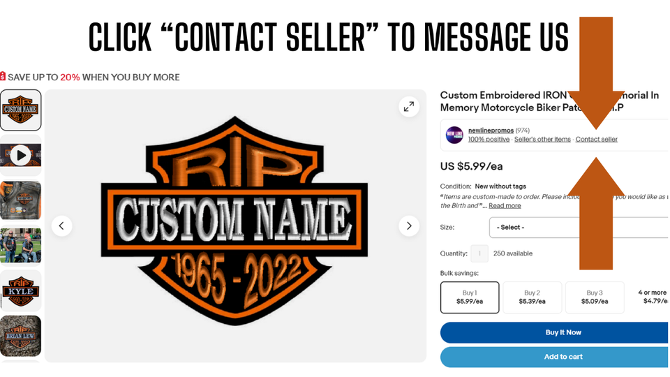 Custom IRON ON RIP Harley Davidson In Memory Motorcycle Biker Patches ...