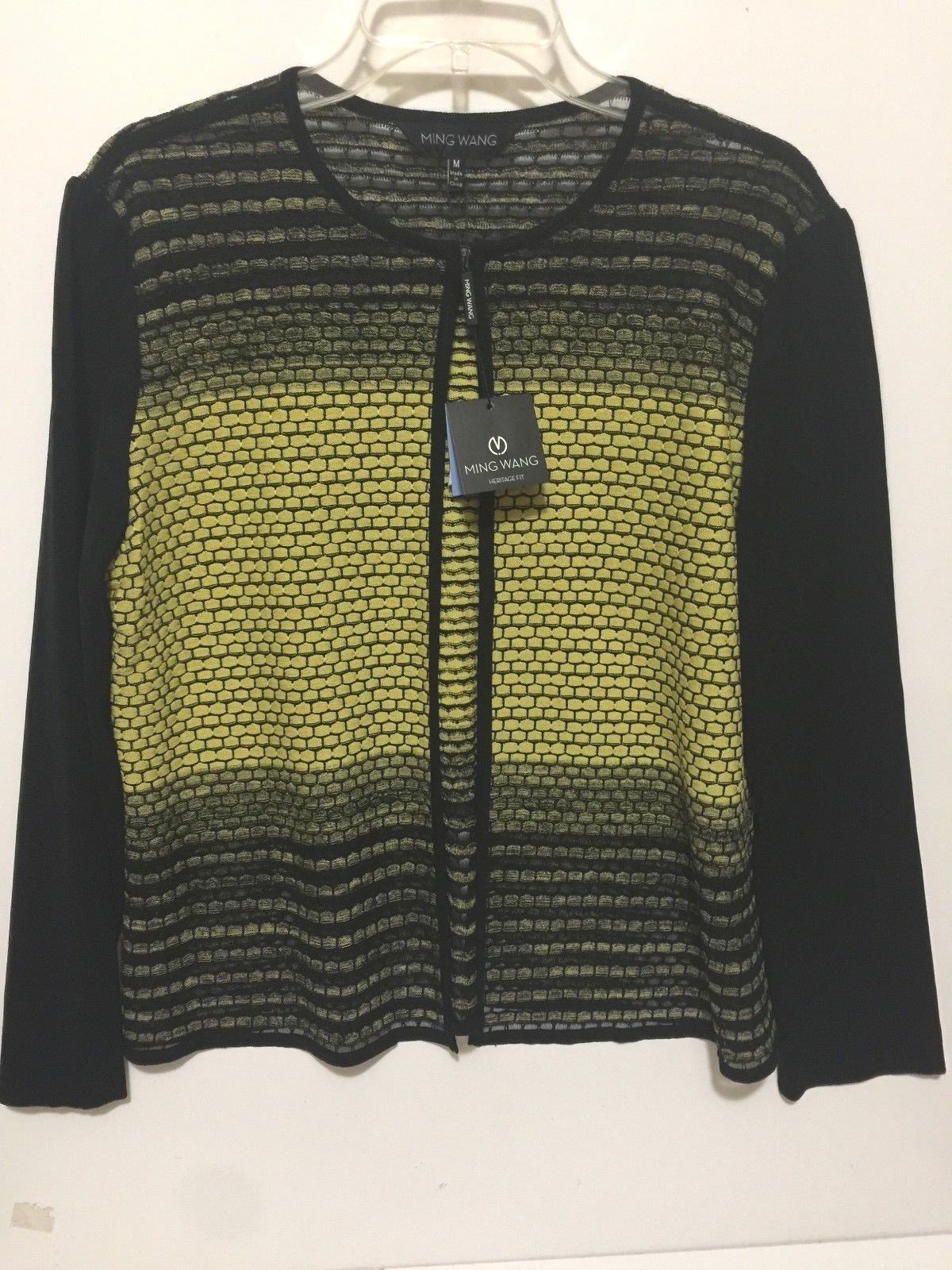 Ming Wang Black Turmeric Yellow Jewel Neck Ombre Knit Jacket M | eBay