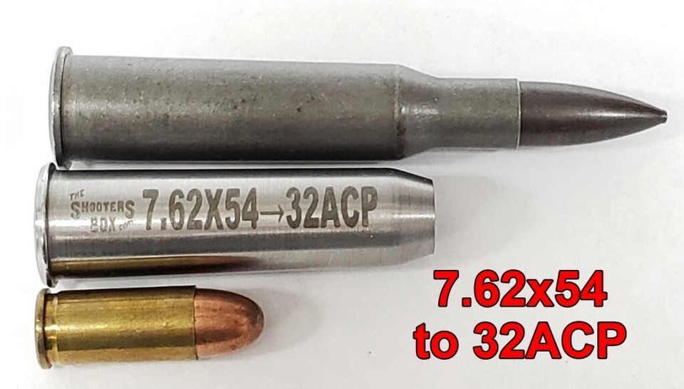 7.62x54 to 32ACP Caliber Adapter -Stainless - Free Case and Free ...