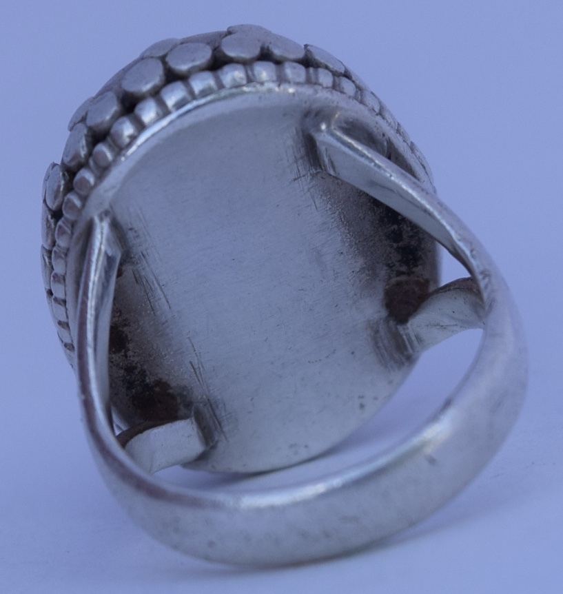 Antique vintage CHINESE export Sterling Silver & dark green JADE ornate ...